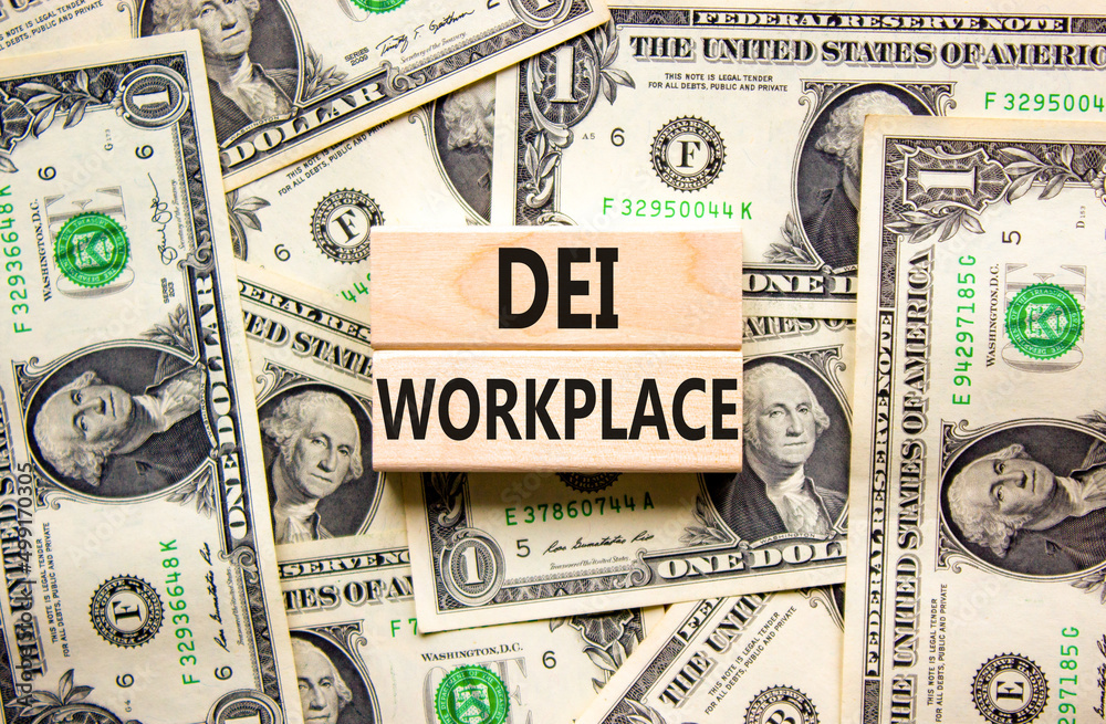 DEI diversity equity inclusion workplace symbol. Blocks with words DEI ...