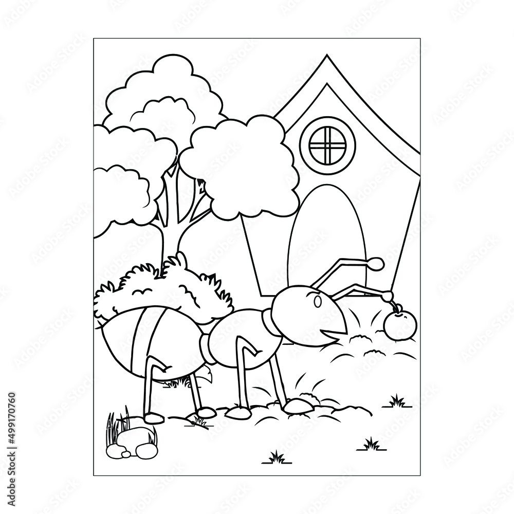 Ant Coloring Pages for Kids Stock Vector | Adobe Stock