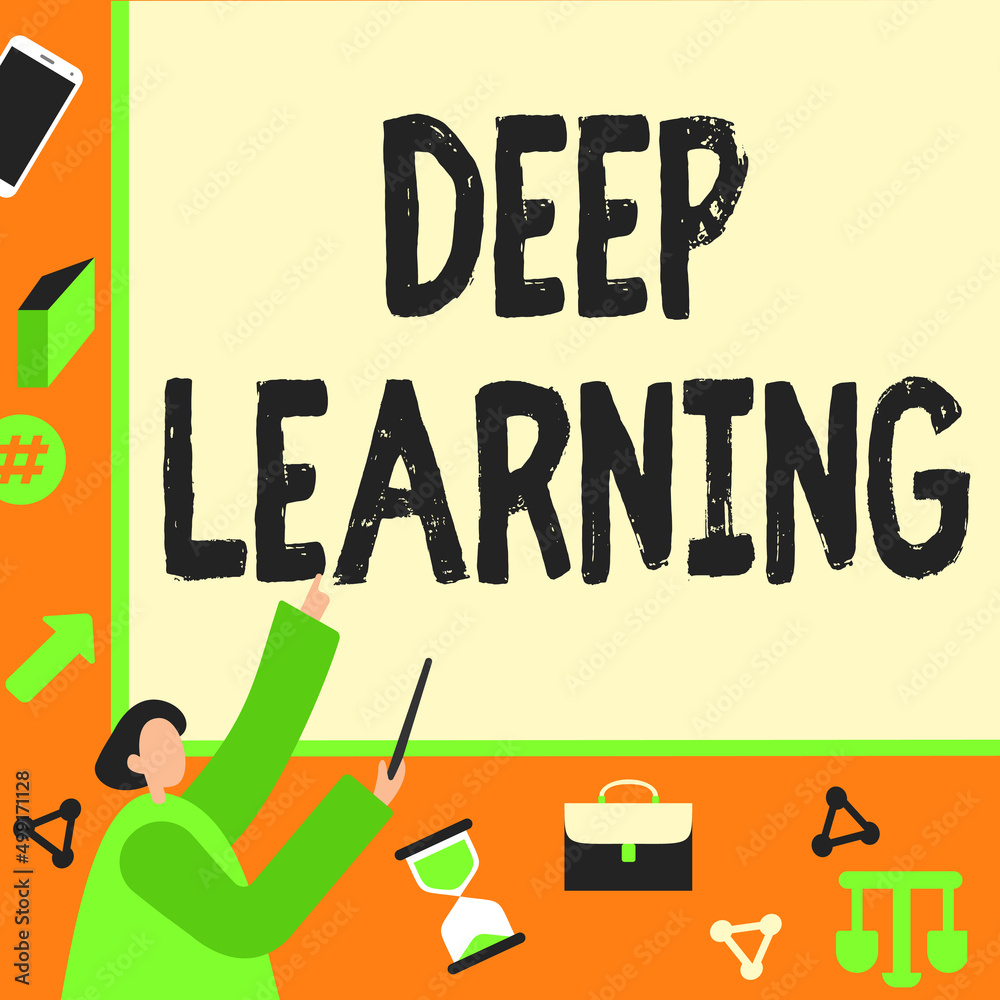 Hand writing sign Deep Learning. Business concept Hierarchical ...