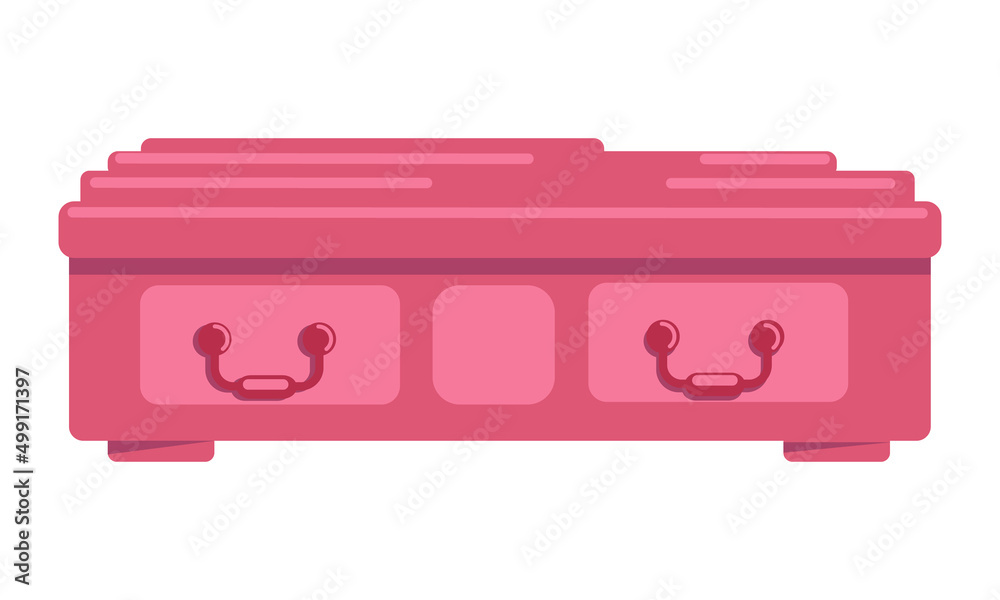 Pink casket semi flat color vector object. Burial container. Full sized ...