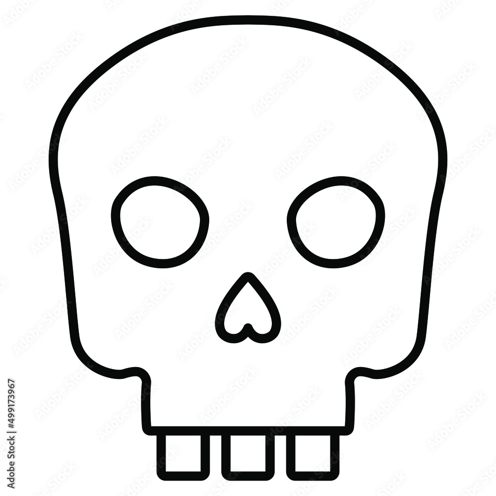 Human skull. Death symbol. Black and white linear silhouette. Stock ...