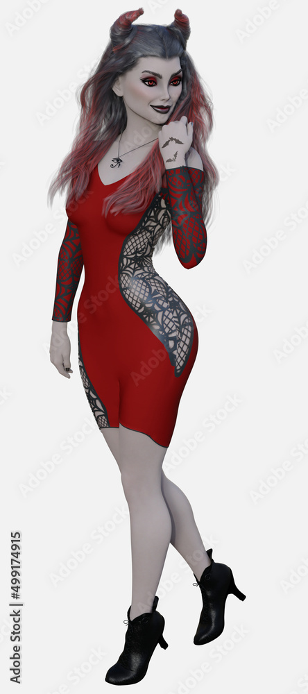 Full body image of Lena, vampire, queen of the undead - a 3D ...