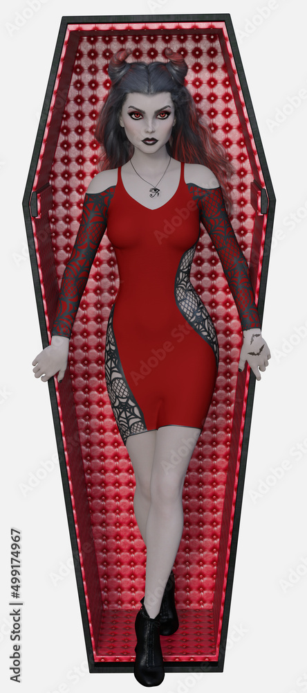 Full body image of Lena, vampire, queen of the undead - a 3D ...
