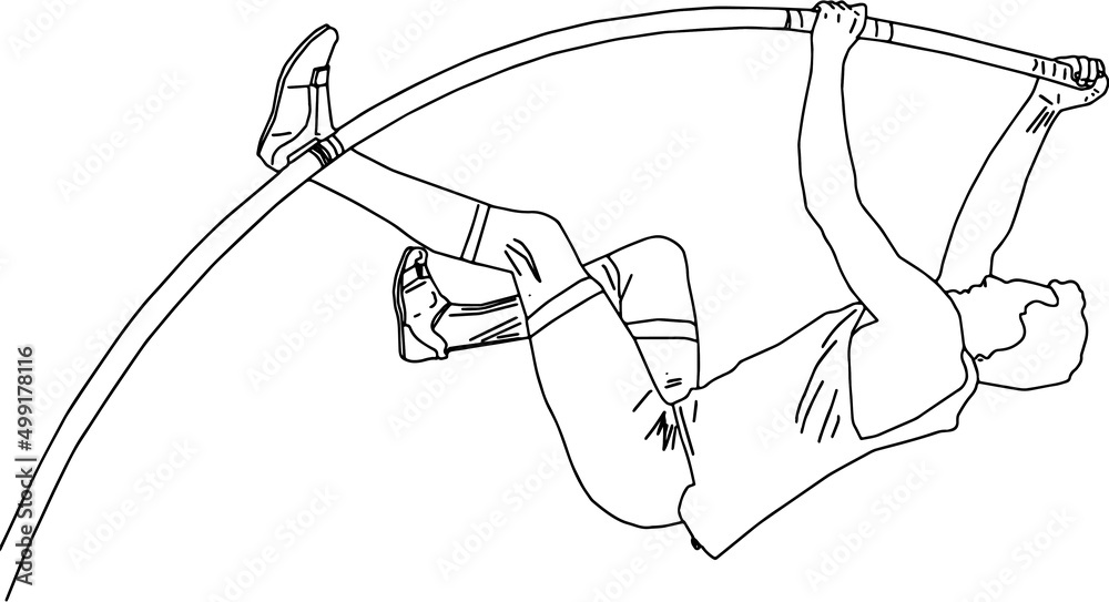 Outline sketch drawing of paul vault man, Pole Vaulting Illustrations ...
