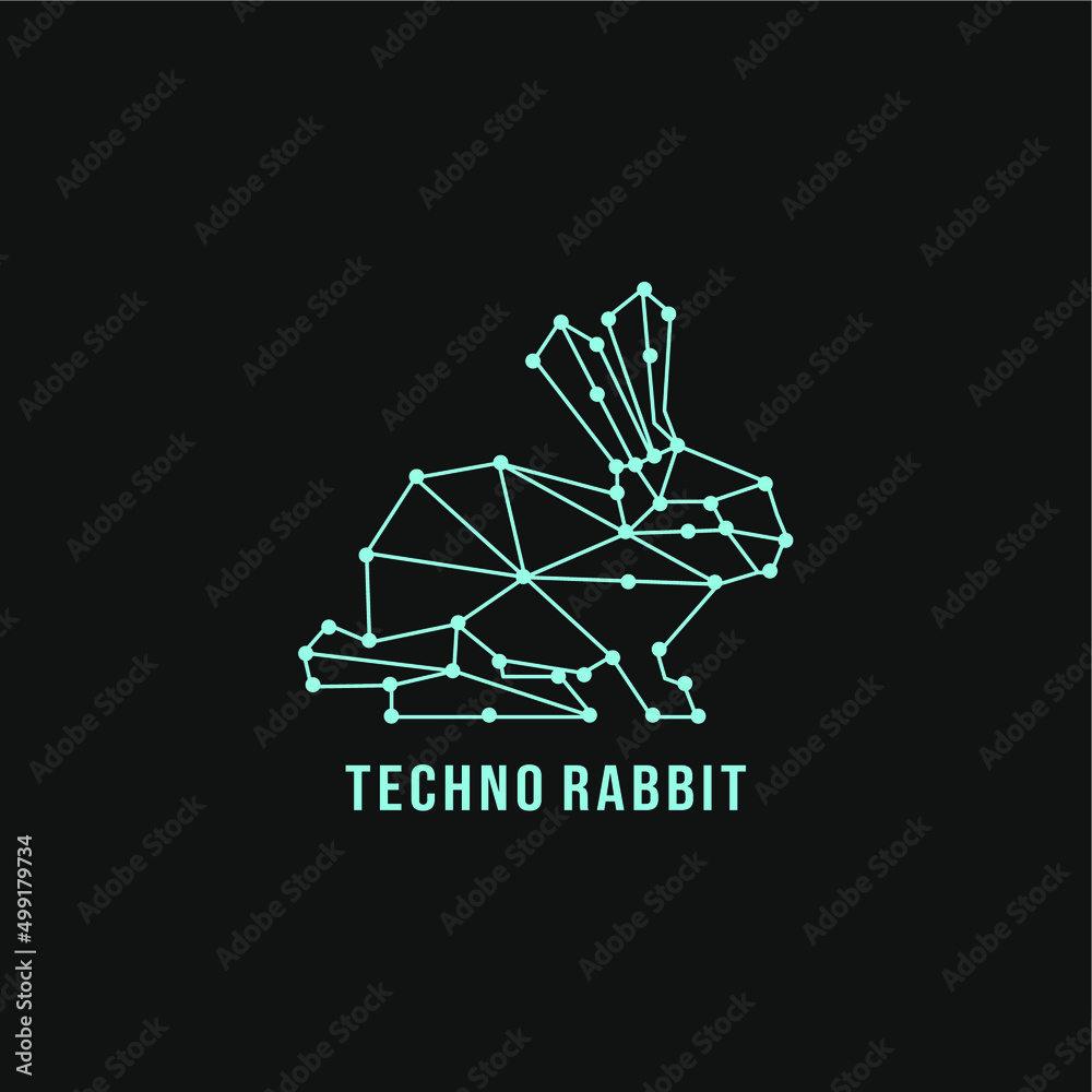 Rabbit logo design with unique and modern lines and dots Stock Vector ...