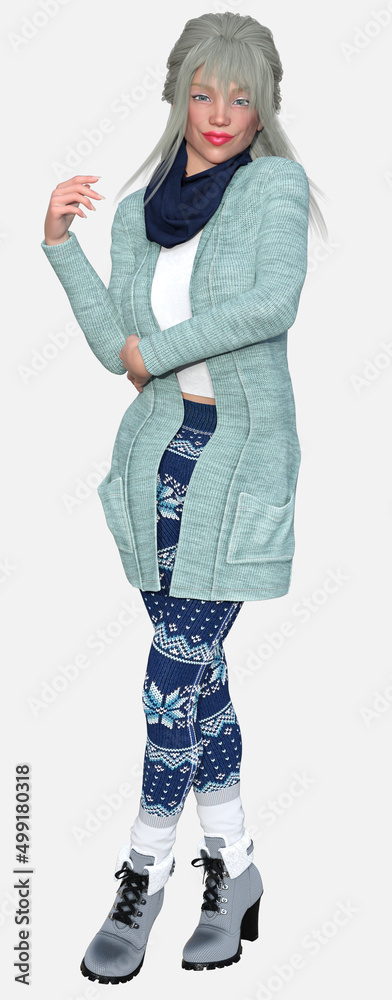 Elle is a young beautiful blonde female 3D illustration character model ...