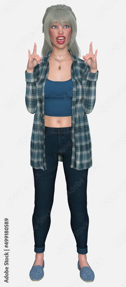 Elle is a young beautiful blonde female 3D illustration character model ...