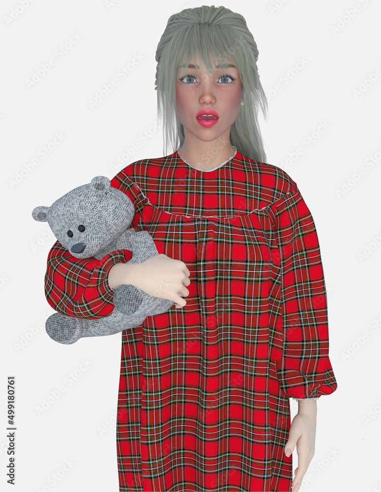 Elle is a young beautiful blonde female 3D illustration character model ...