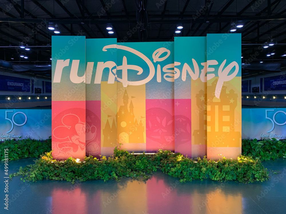 RunDisney signage for one of the Disney magical race events Stock Photo ...