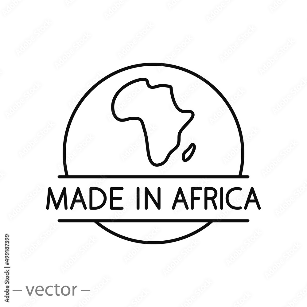made in africa icon, african quality stamp, label flag manufactured ...