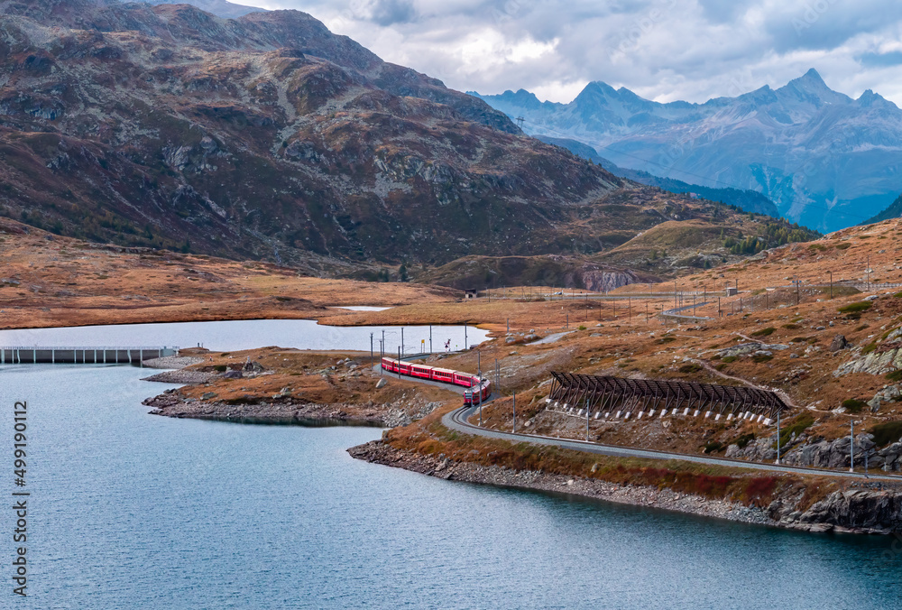 Berninapass, Switzerland - January 19, 2022: Bernina Express panoramic ...