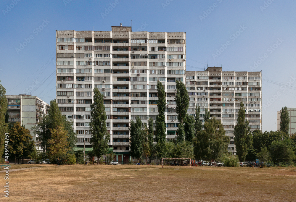 Residential houses, Soviet modernism brutalism buildings in Voronezh ...