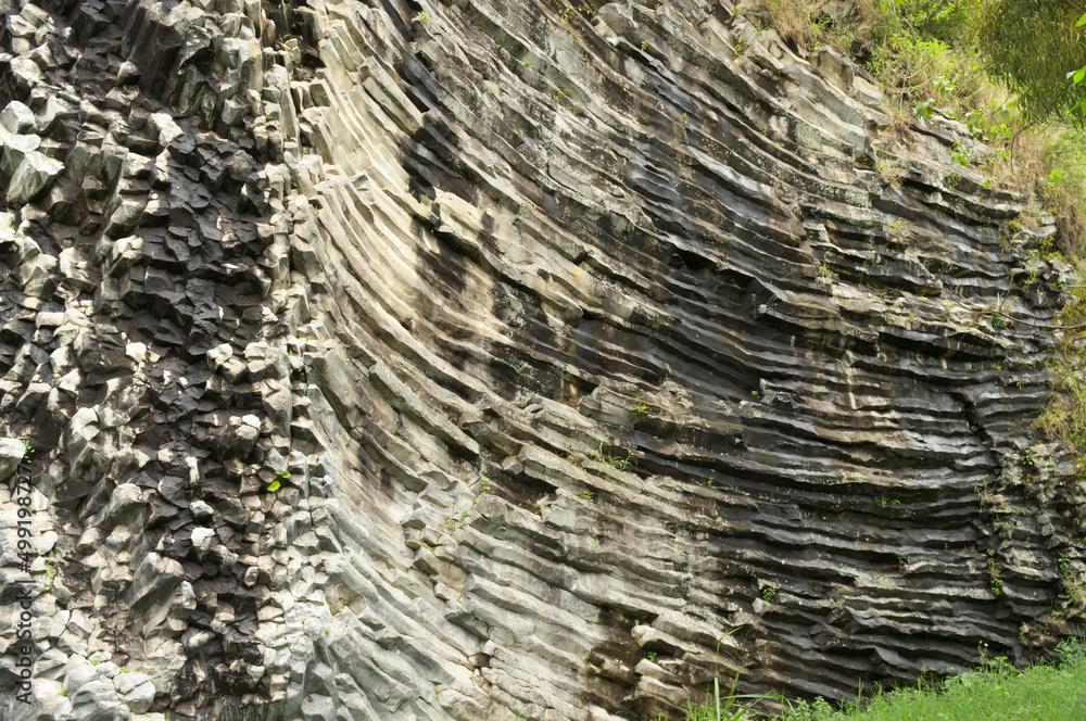 Image of a basalt column wall shown in Boquete, Panama. Stock Photo ...
