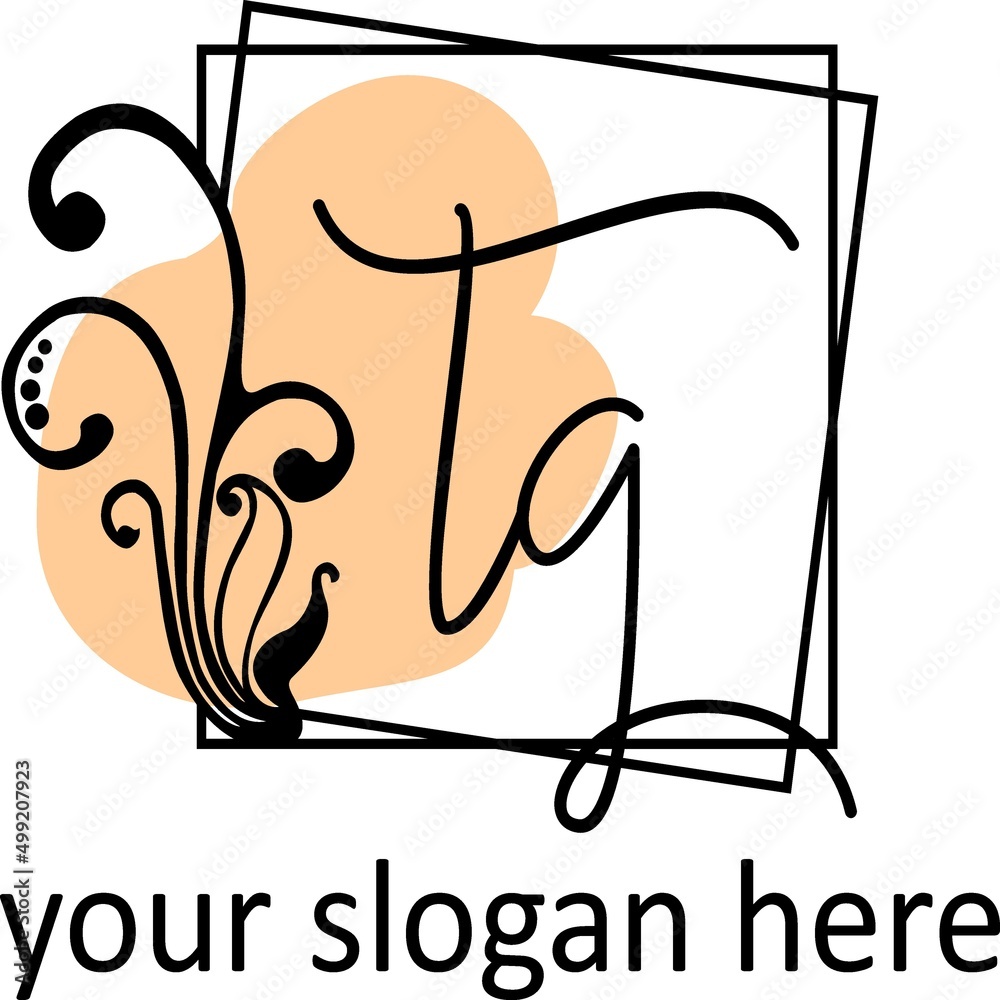 Elegant handwritten letter TG template with square frame and leaf ...