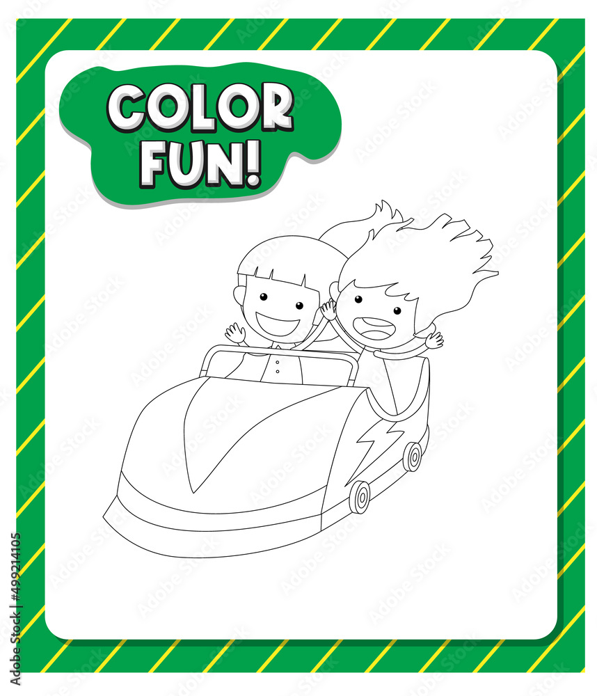 Worksheets template with color fun! text and roller coaster outline ...
