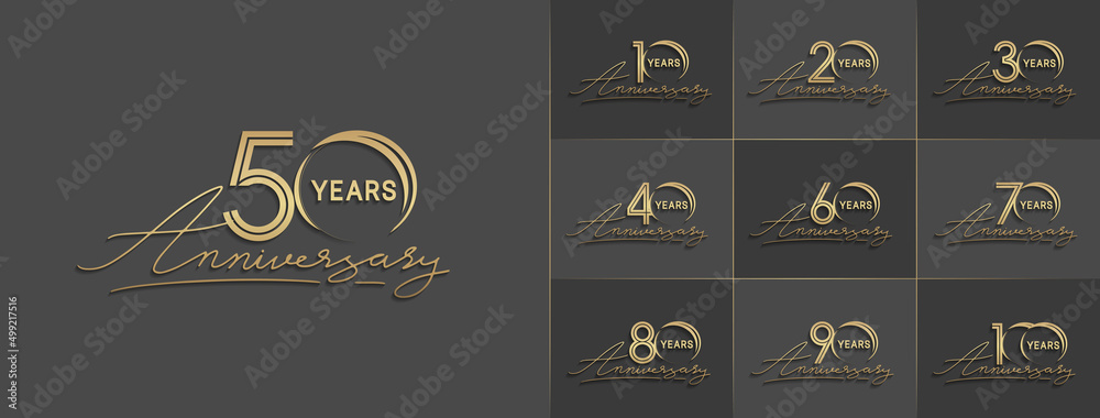 set of anniversary premium collection golden color can be use for ...