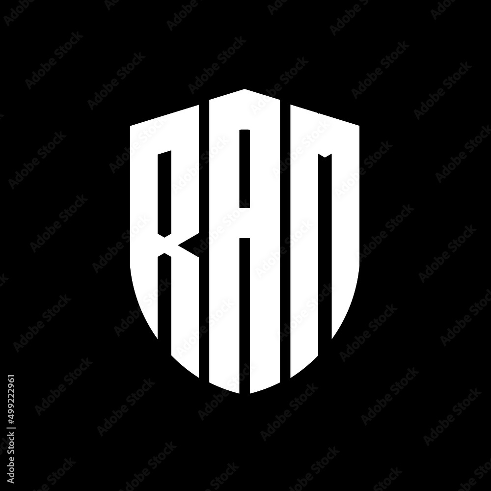 RAM letter logo design. RAM modern letter logo with black background ...