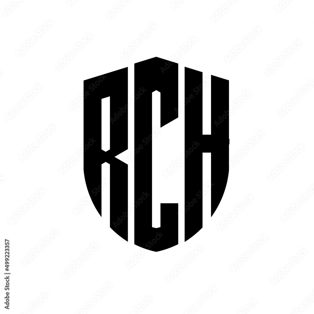 RCH letter logo design. RCH modern letter logo with black background ...