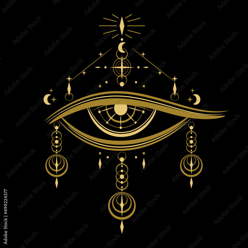 Golden eye of Providence , All seeing eye of god with celestial space ...