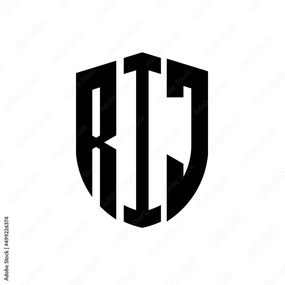 RIJ letter logo design. RIJ modern letter logo with black background ...