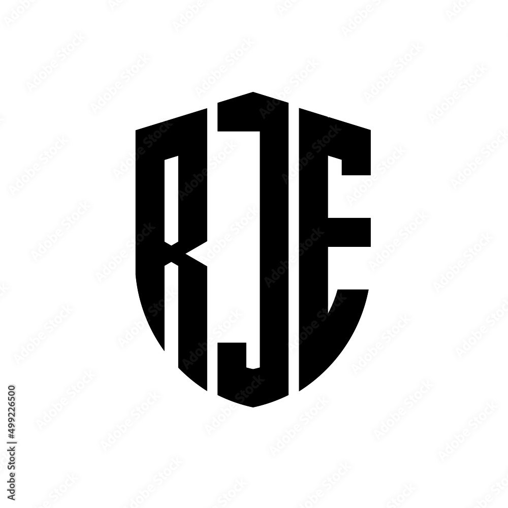 RJE letter logo design. RJE modern letter logo with black background ...