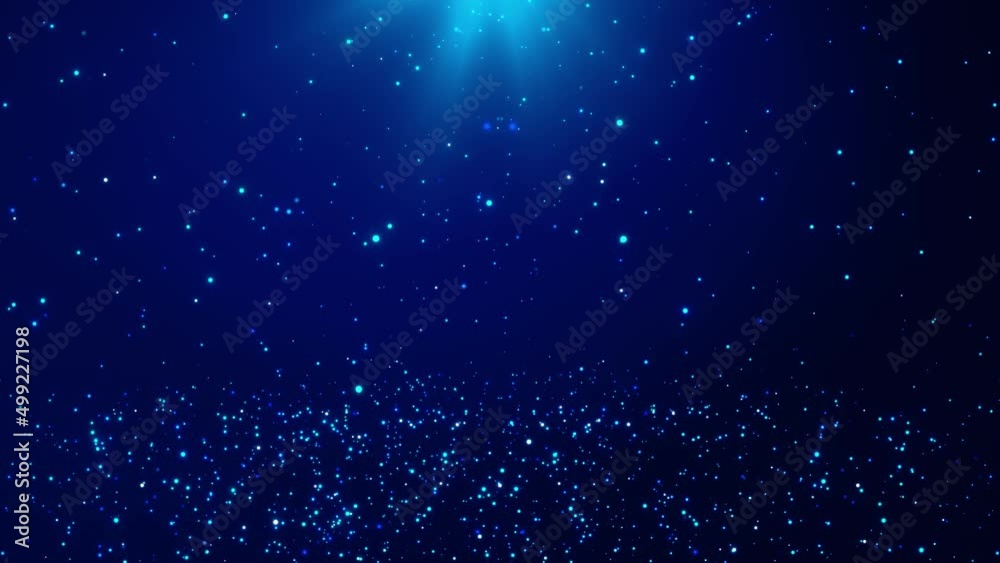 Futuristic glittering in space on Blue bokeh particles glitter awards dust gradient abstract ...