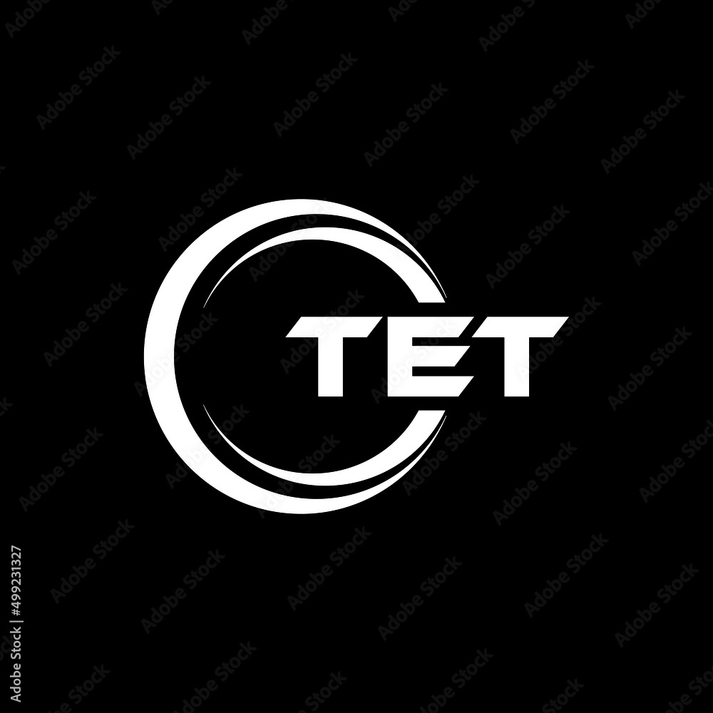 TET letter logo design with black background in illustrator, vector ...