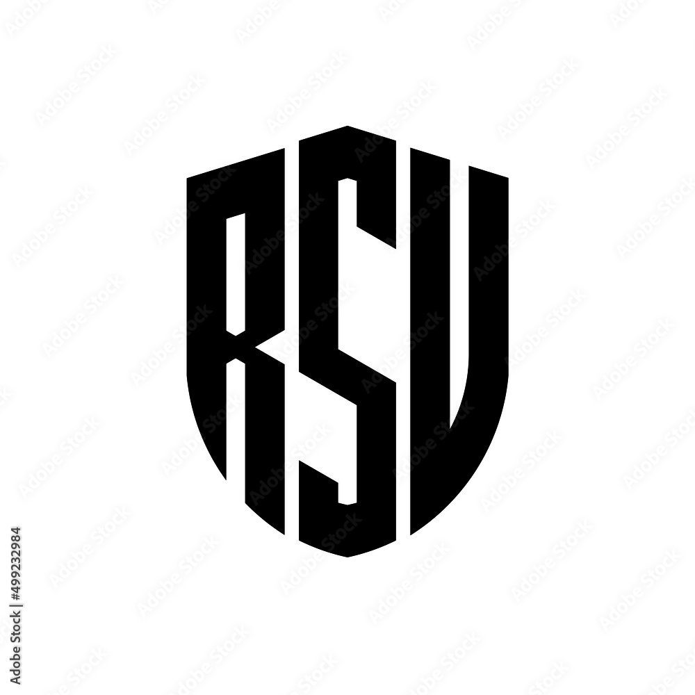 RSU letter logo design. RSU modern letter logo with black background ...