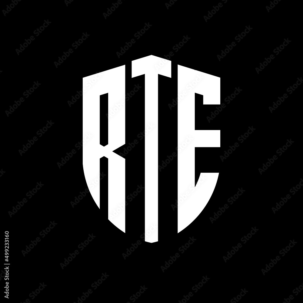 RTE letter logo design. RTE modern letter logo with black background ...