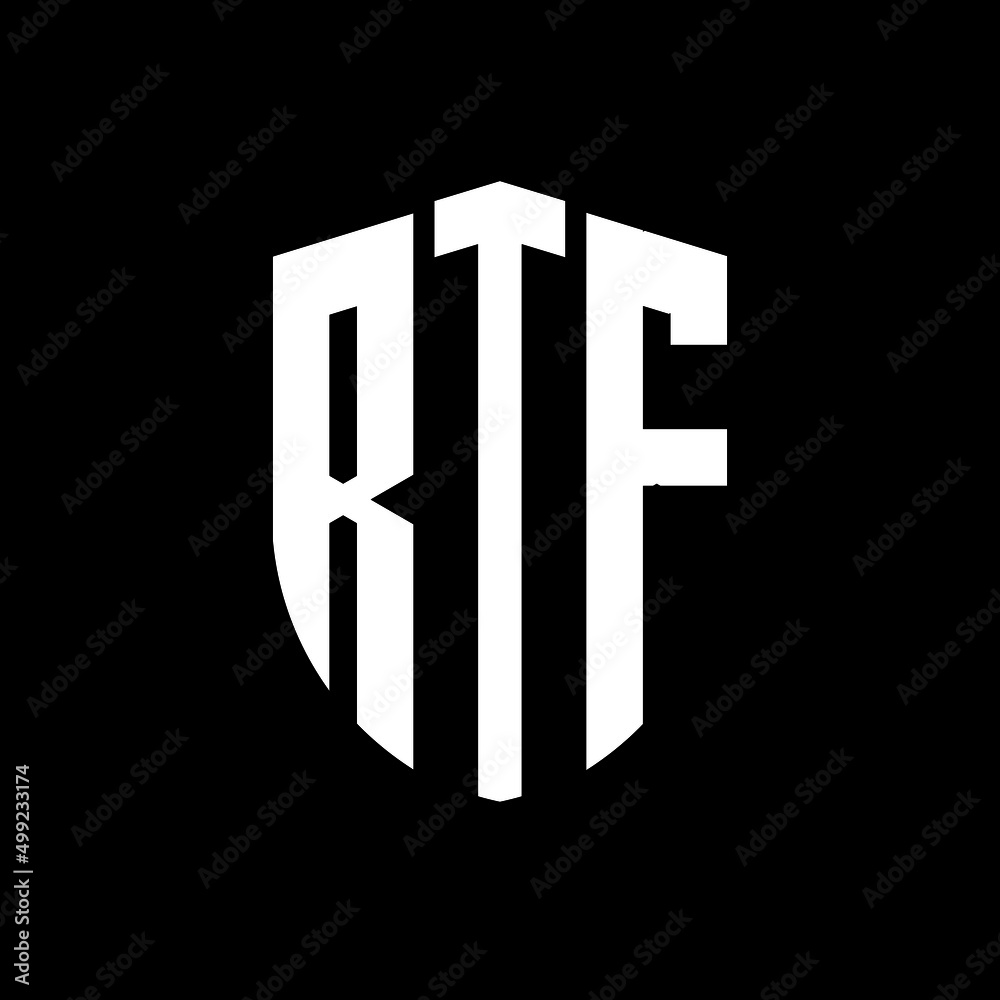 RTF letter logo design. RTF modern letter logo with black background ...