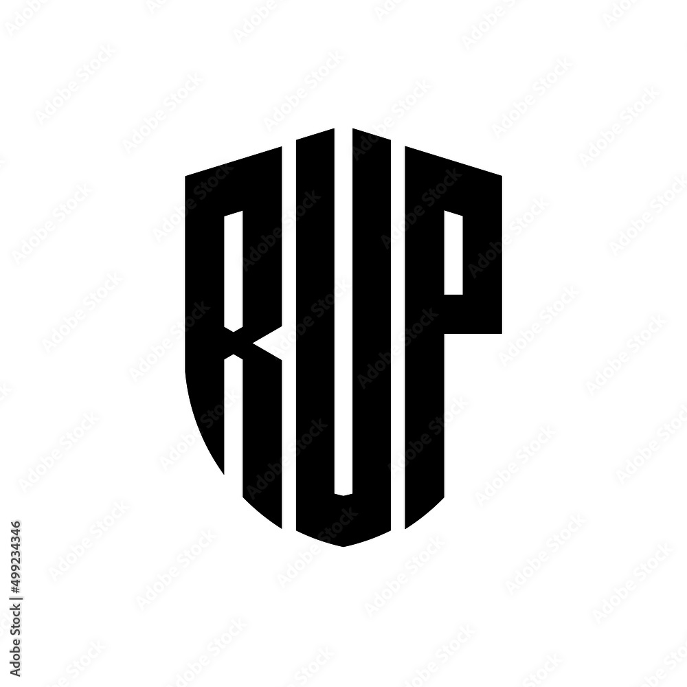 RUP letter logo design. RUP modern letter logo with black background ...