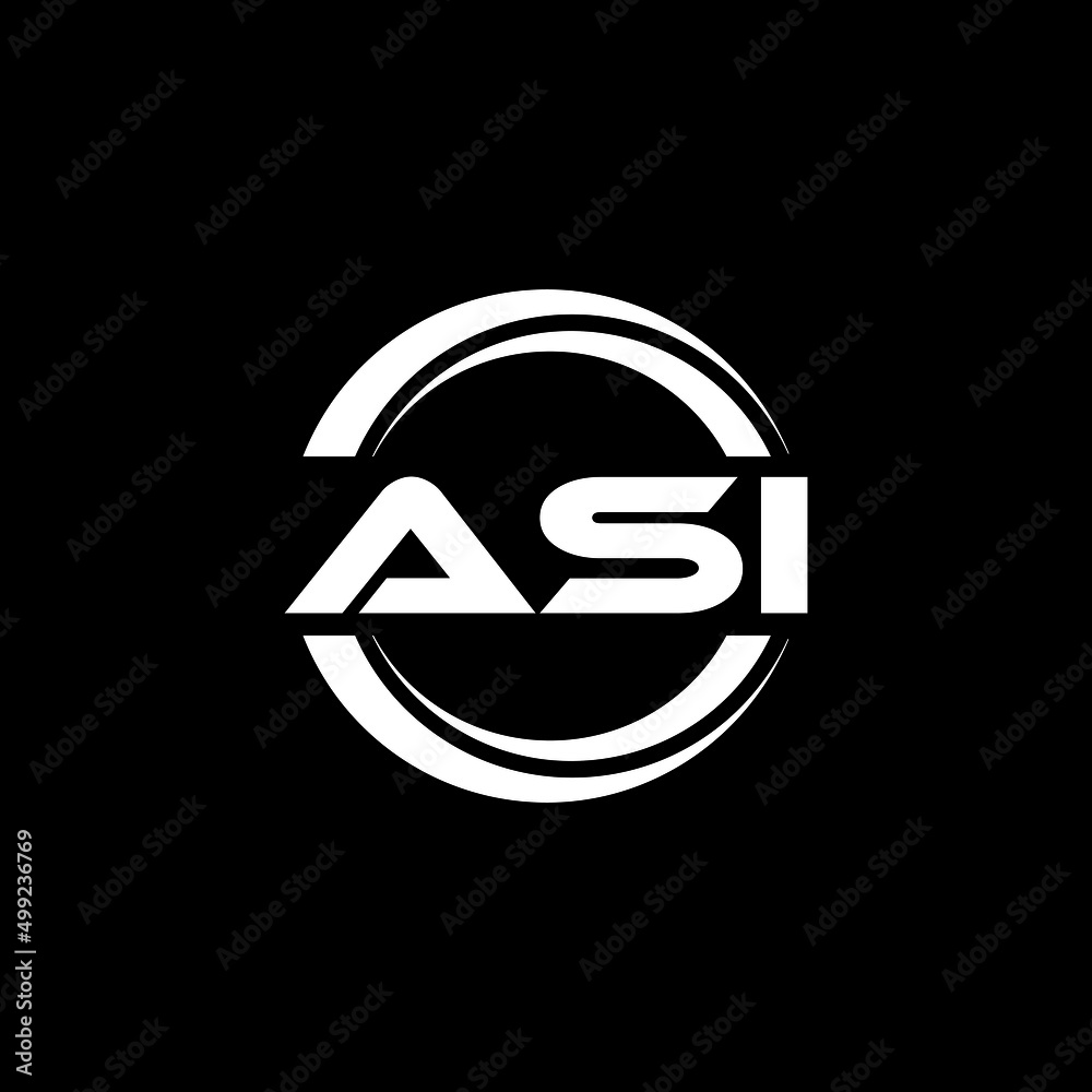ASI letter logo design with black background in illustrator, vector ...