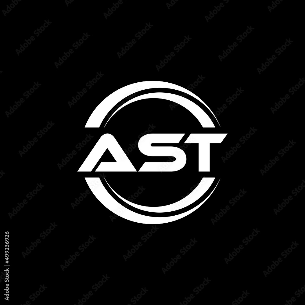 AST letter logo design with black background in illustrator, vector ...