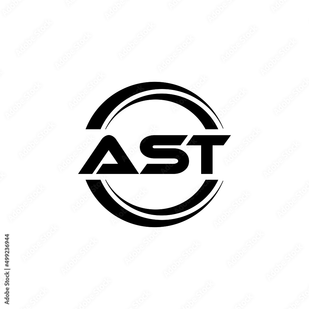AST letter logo design with white background in illustrator, vector ...