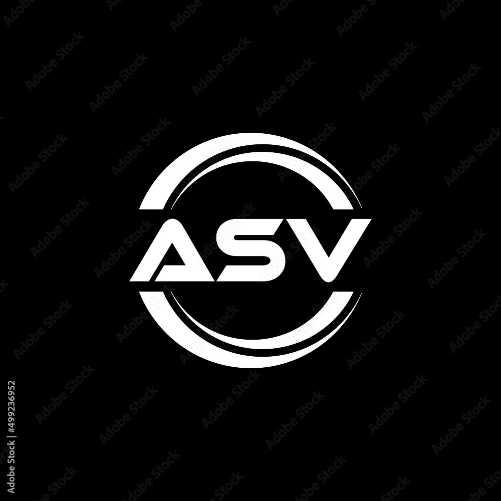 ASV letter logo design with black background in illustrator, vector ...