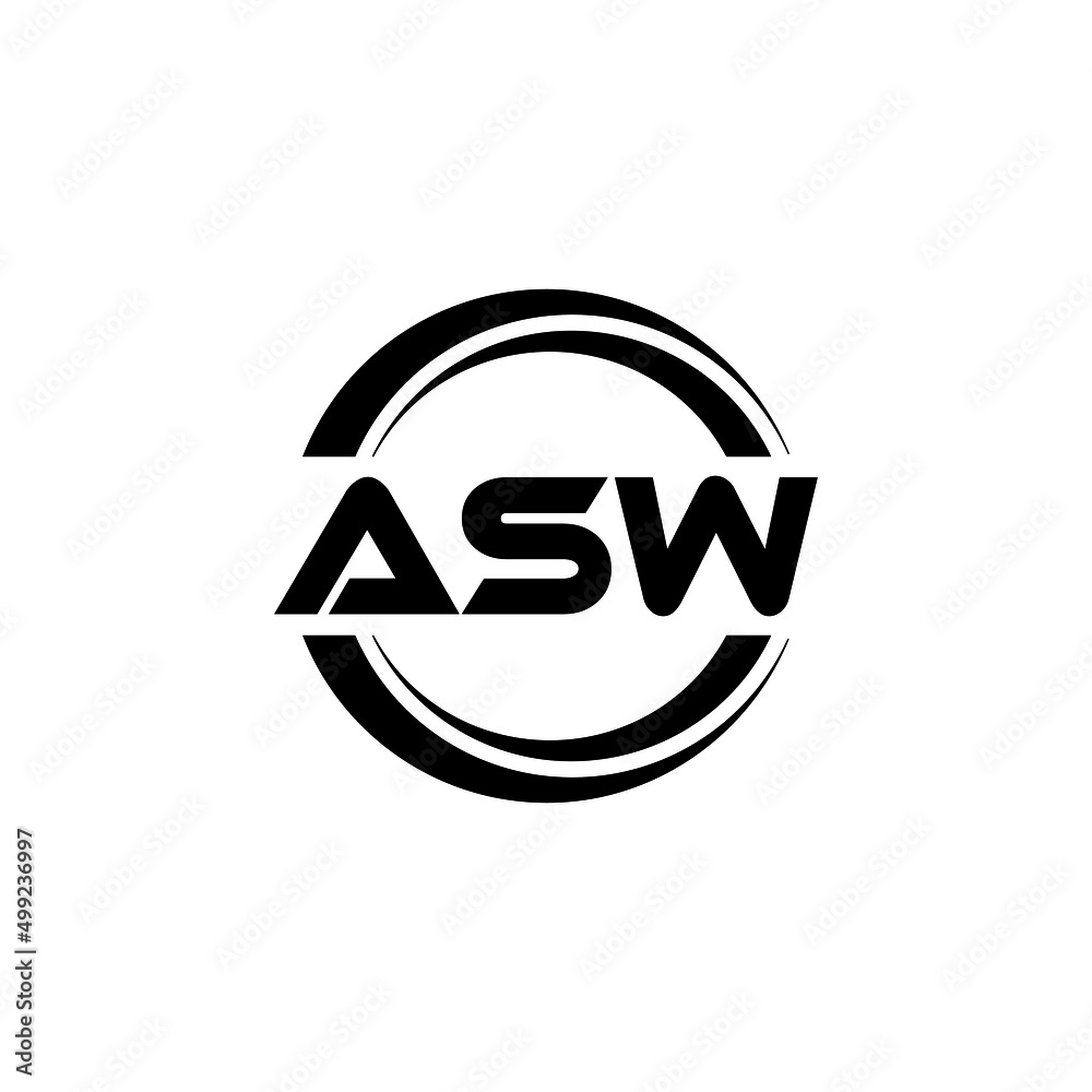 ASW letter logo design with white background in illustrator, vector ...