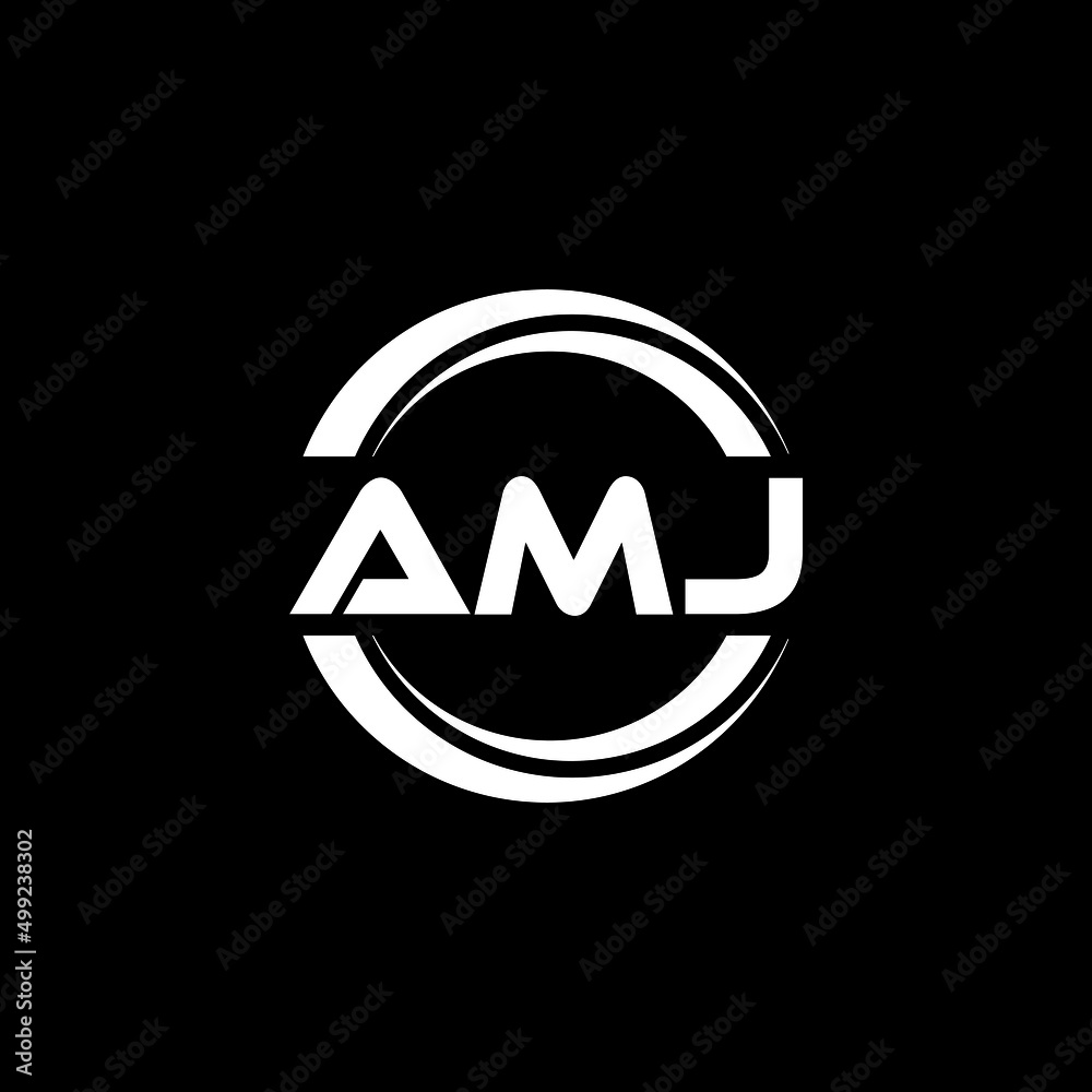 AMJ letter logo design with black background in illustrator, vector logo modern alphabet font ...