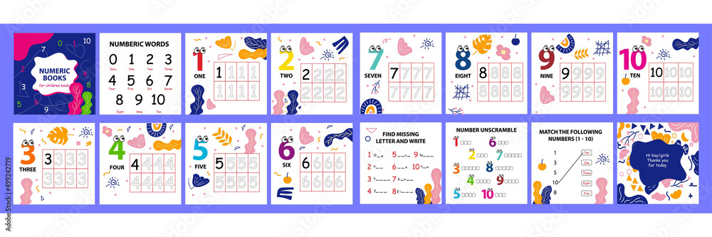 educational book for children to practice writing numbers with unique ...