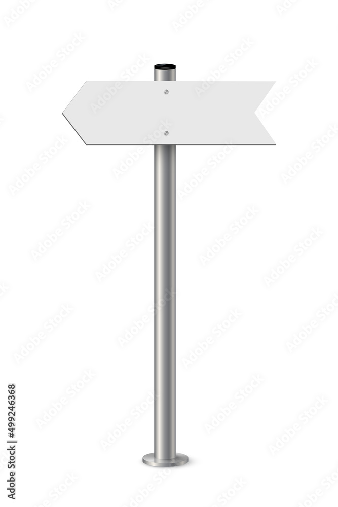 Vetor de Signpost with blank direction sign on road. Metal pole with ...