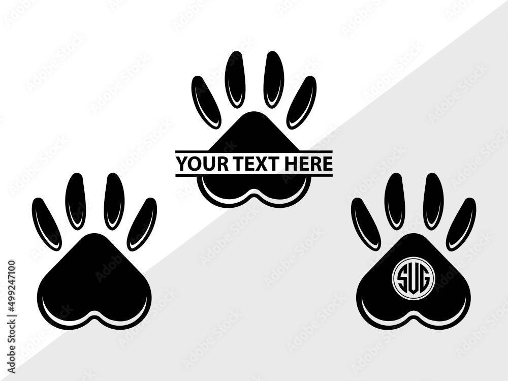 Dog Paw Monogram SVG | Pawprint Svg | Pet Paw Print Svg | Dog Love Svg ...