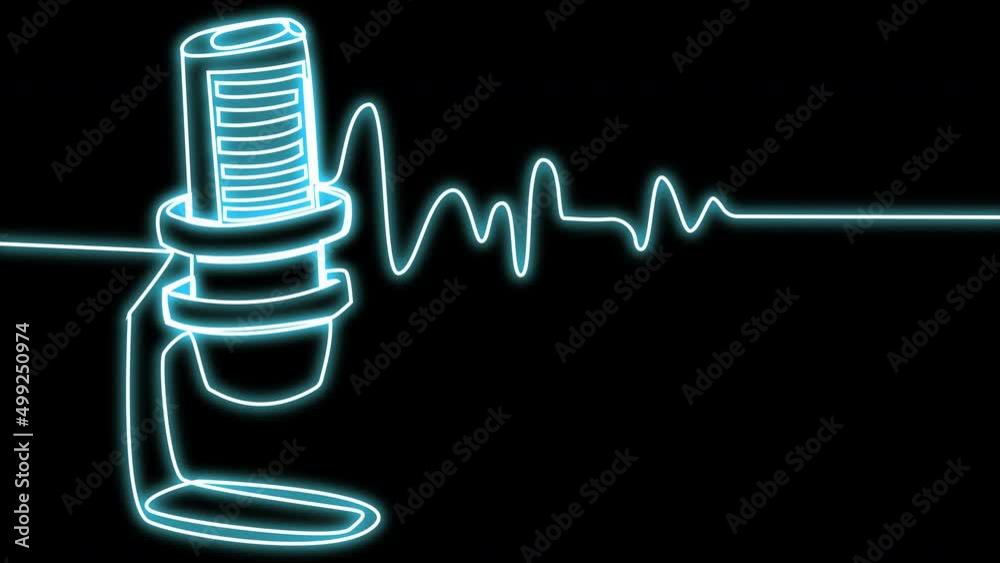 The streamer's neon microphone in a single line on a white background ...