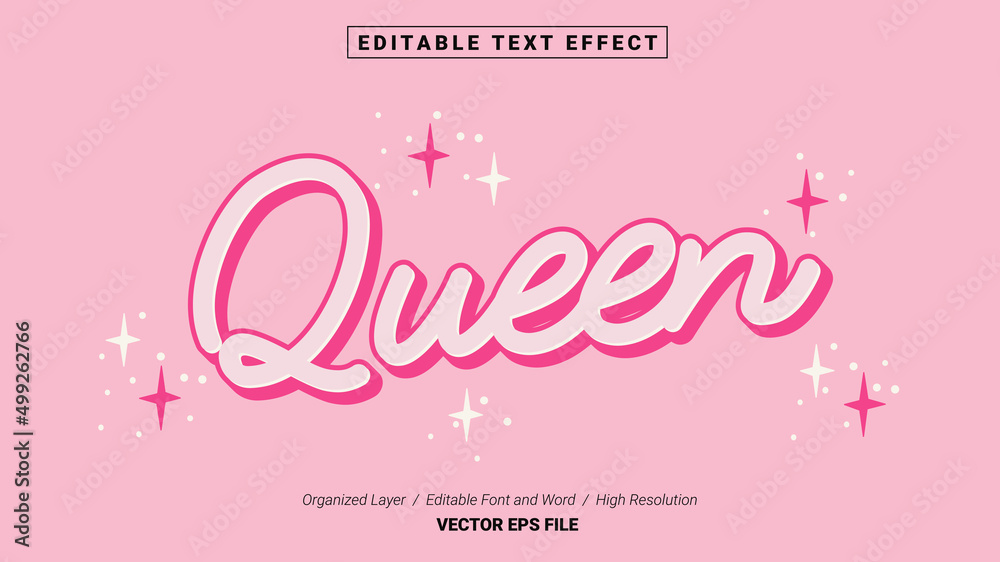 Poster Editable Queen Font Typography Template Text Effect Style ...