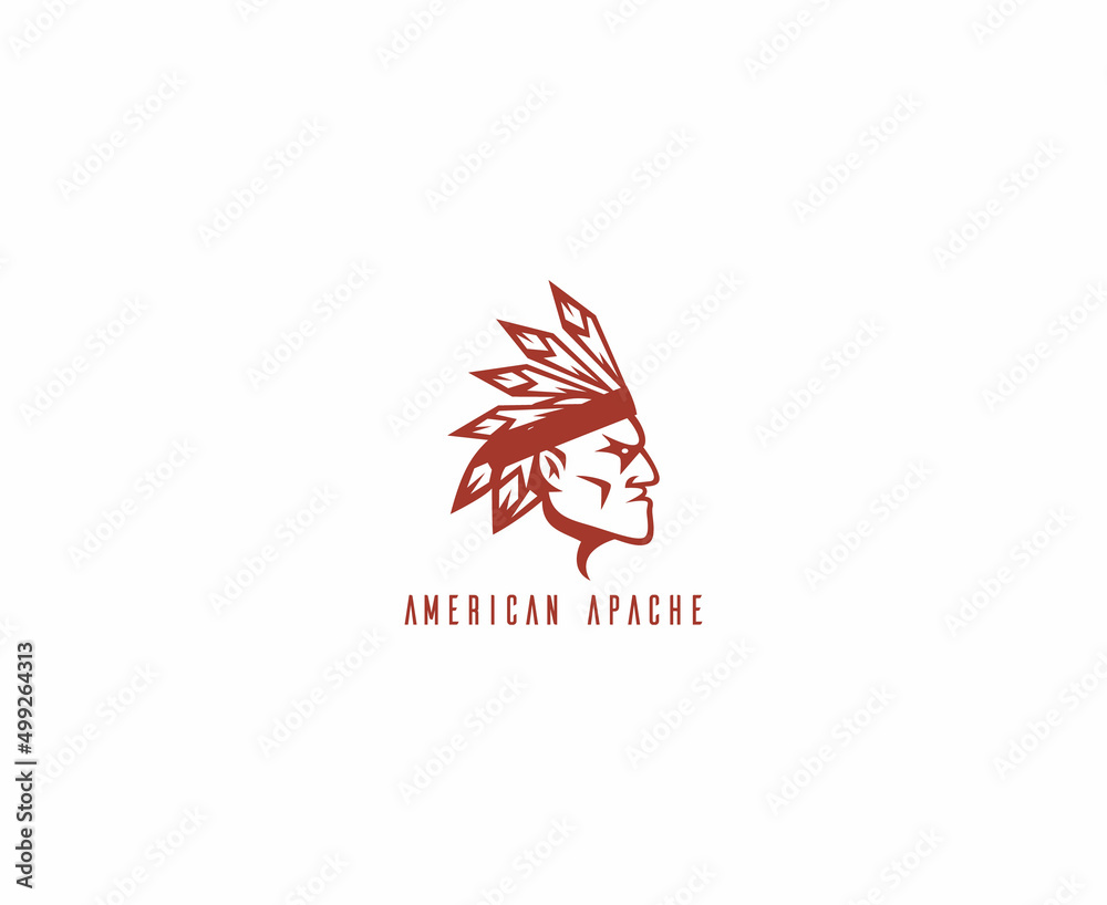 American Apache Indian Logo. Cherokee character icon design. Ethnic ...