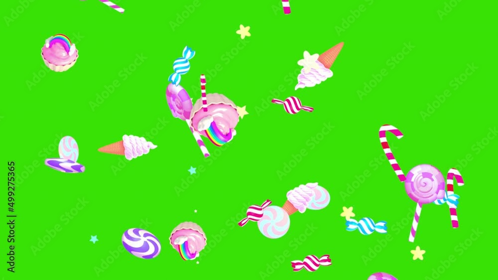 Looped cartoon candies on green screen background animation. Stock ビデオ ...