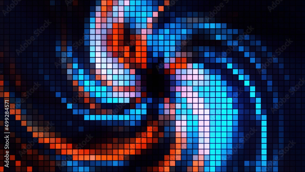 Concept of meteorology, forecast screen with pixelated whirlwind ...