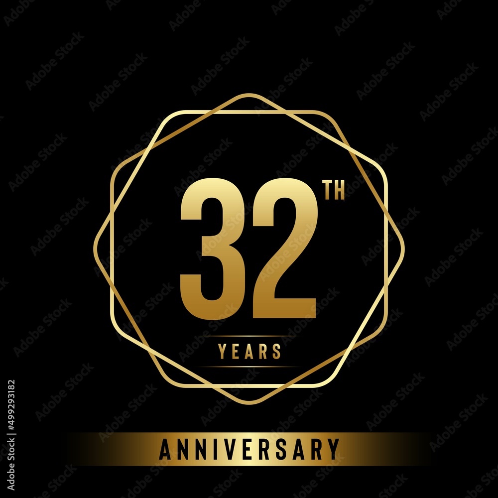 32 Years Anniversary logotype. Anniversary celebration template design ...