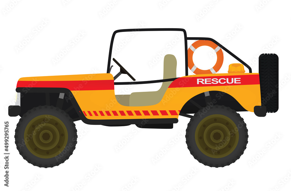 Yellow rescue car. vector illustration Stock Vector | Adobe Stock