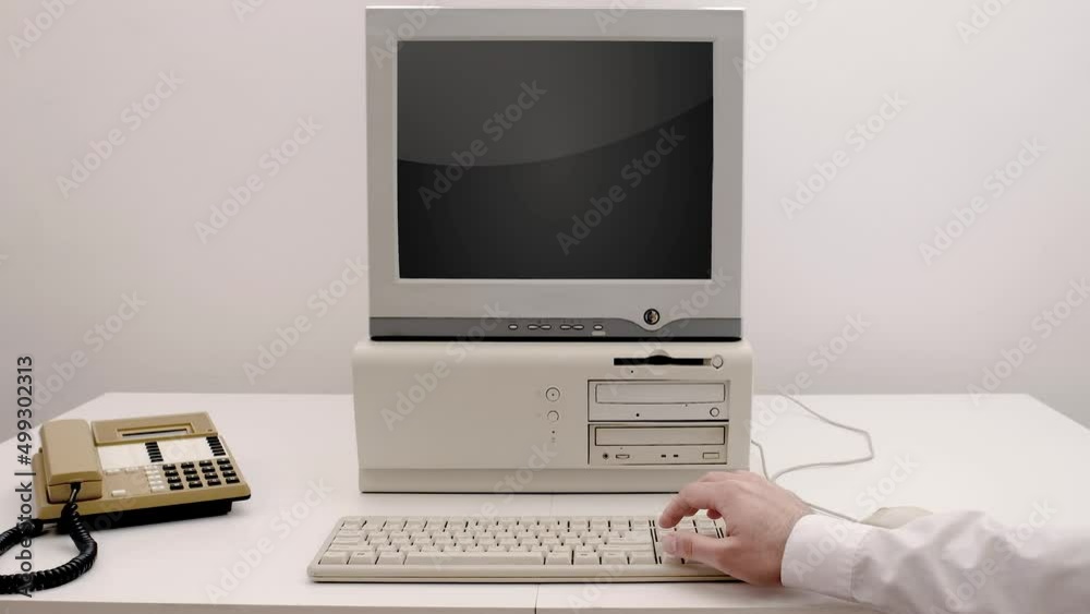 Old Computer is slapped to turn ON Green screen Vintage PC 4k 60fps ...