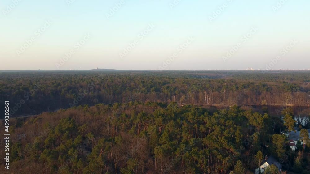 Breathtaking aerial view panorama overview flight slowly sinking down ...
