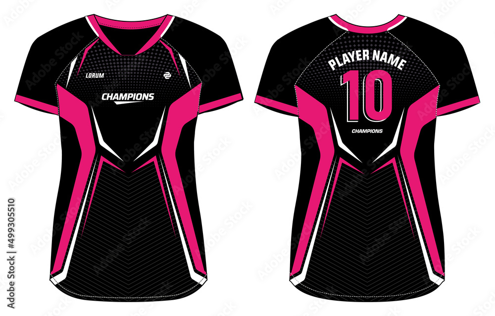 Women Sports Jersey t-shirt design Flat sketch Illustration, abstract ...